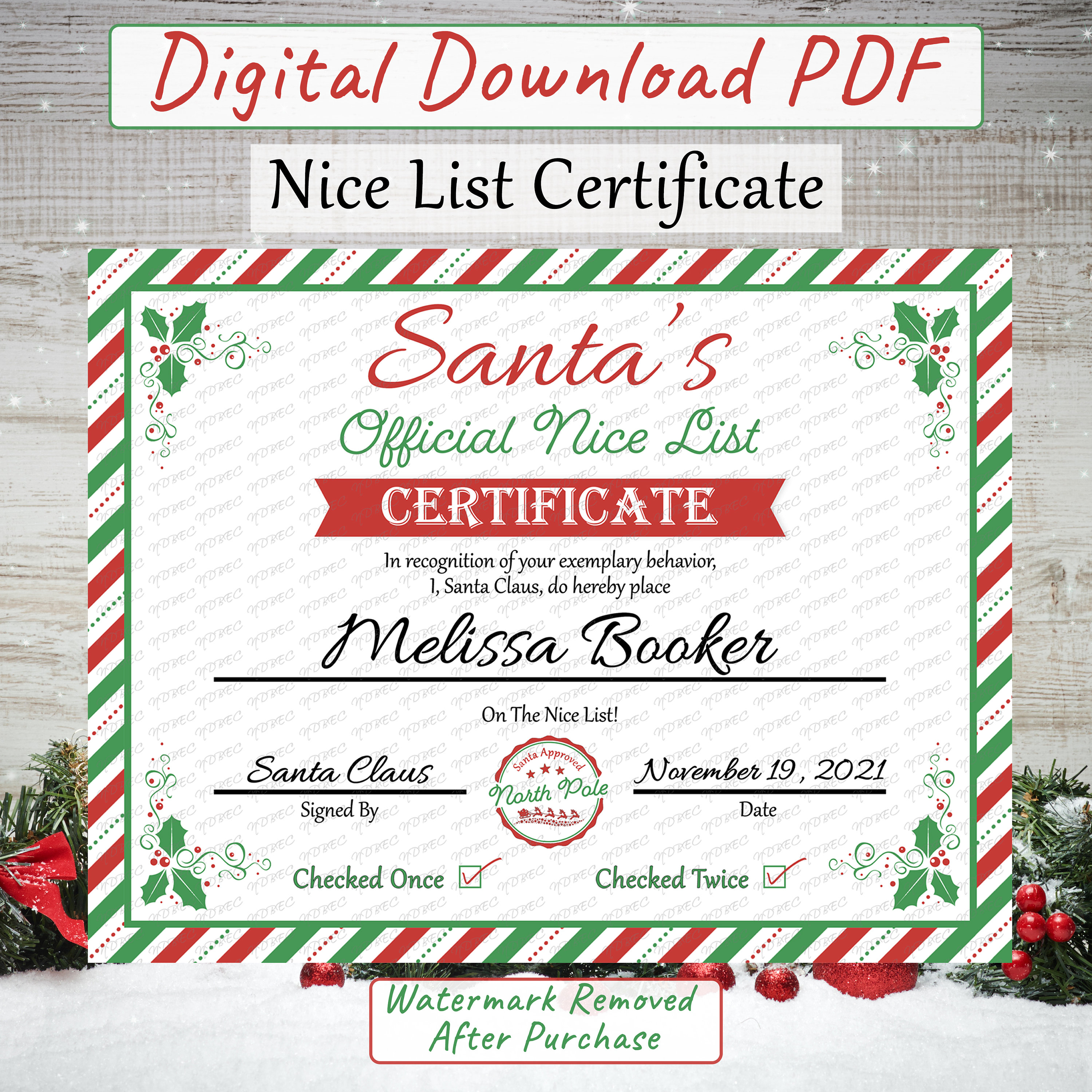 Editable Santa Nice List and Certificate & Naughty List and | Etsy