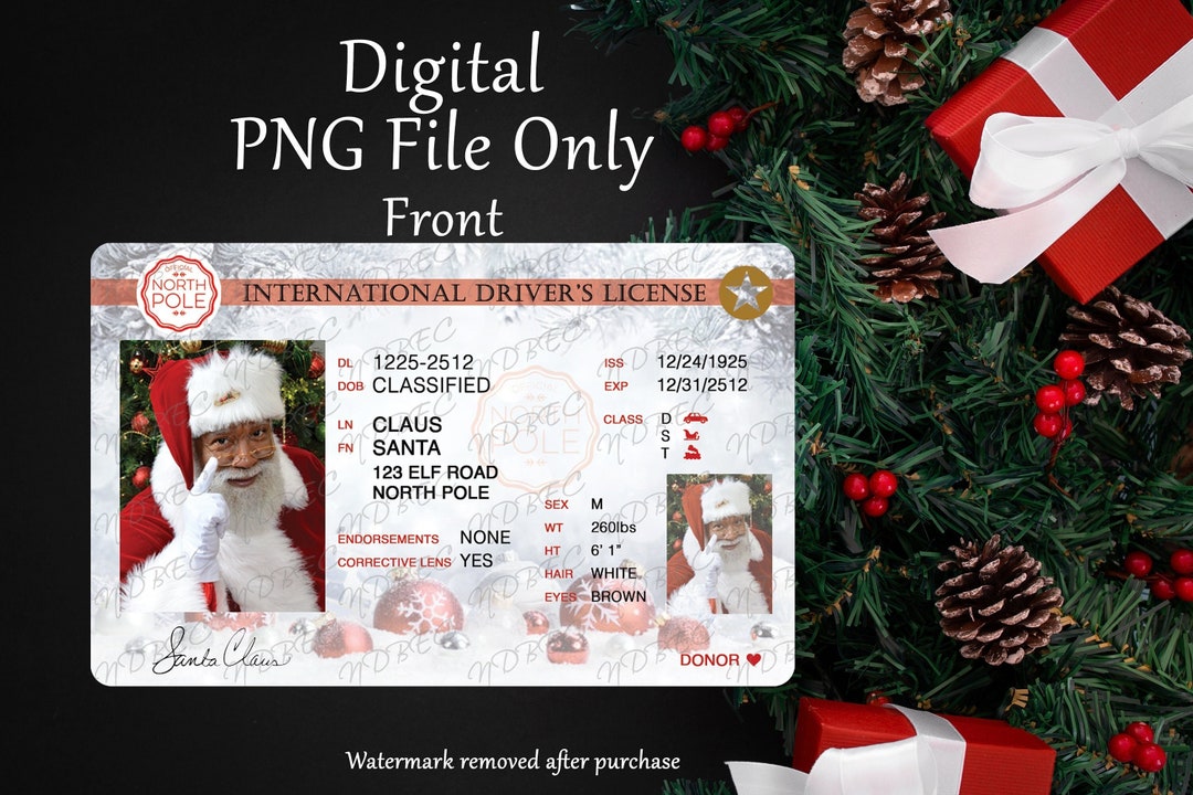 African American Santa Claus License PNG, RED ORNAMENT, Sublimation ...