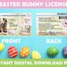 Easter Bunny License Blue PNG, Sublimation Designs, Instant Digital ...