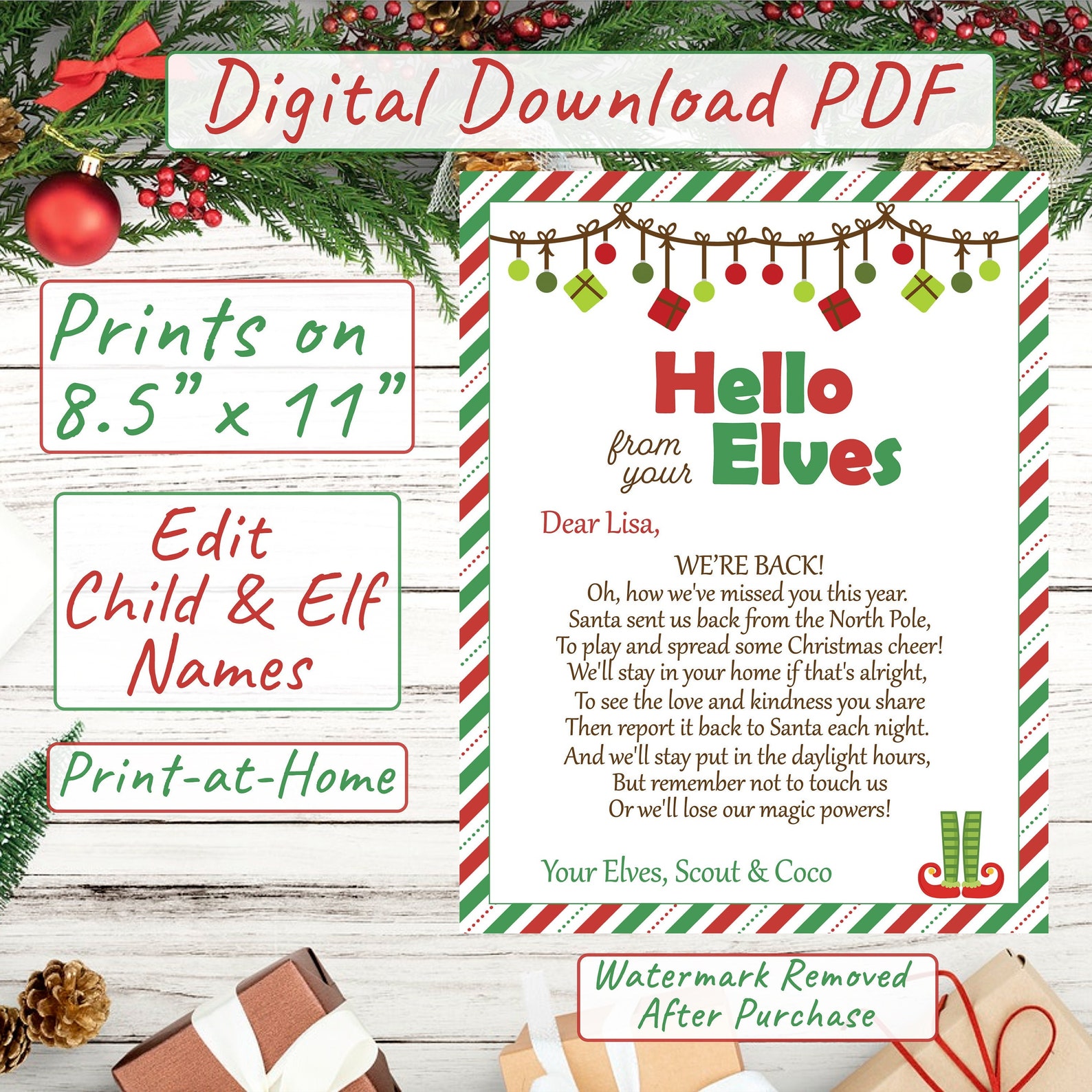 Printable Personalized Elves Hello Letter Size Letter PDF - Etsy