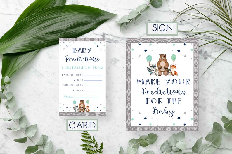 We Can Bearly Wait Themed Baby Shower Baby Prediction Sign & - Etsy