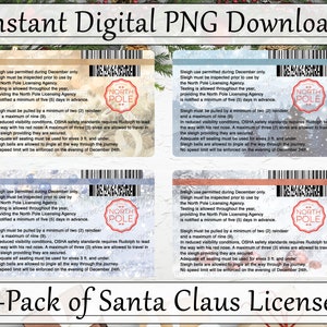 Santa Claus License PNG, 4-pack, Sublimation Designs, Instant Digital ...