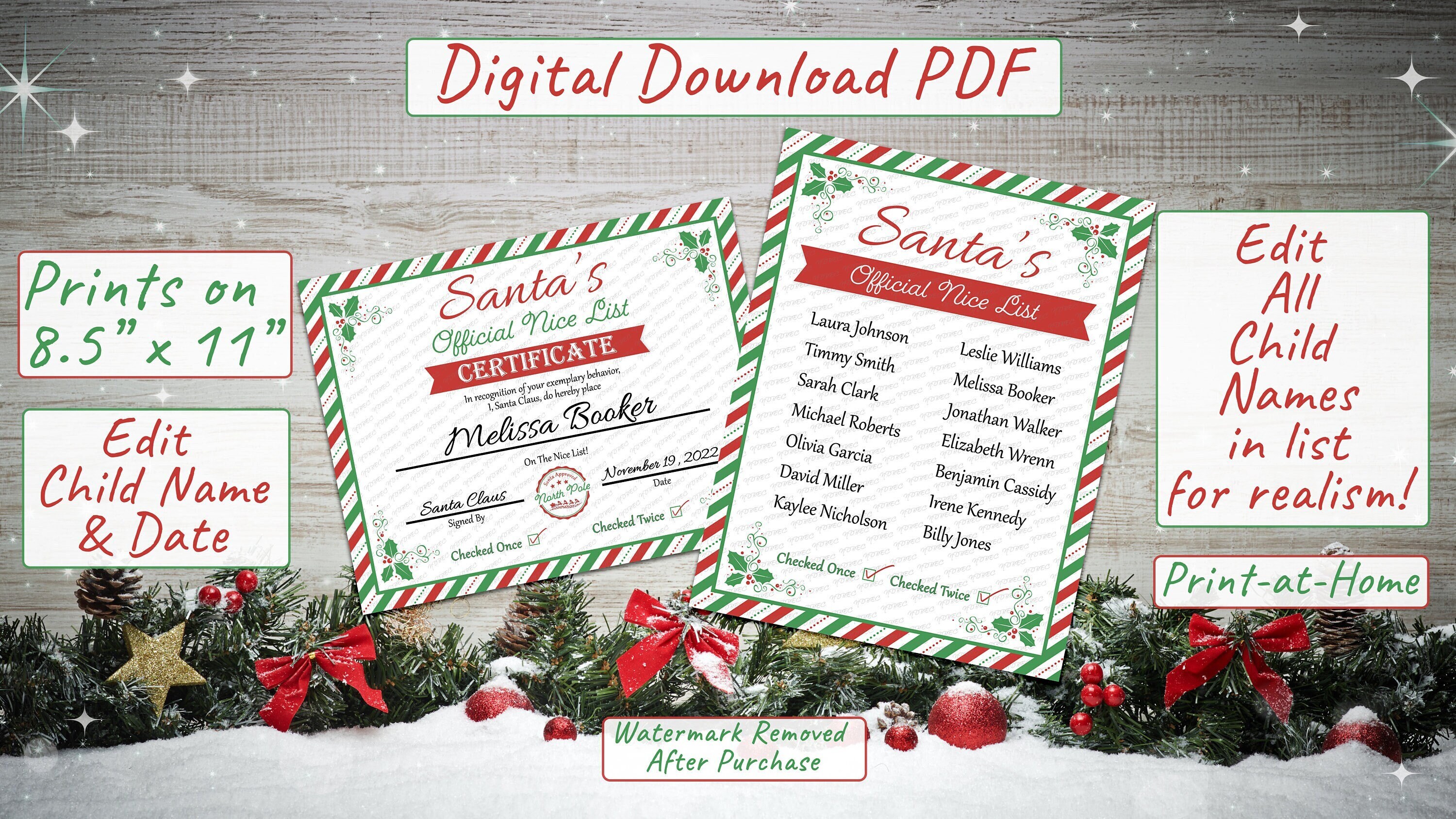 Editable Santa Nice List Bundle Printable Customizable Nice - Etsy ...