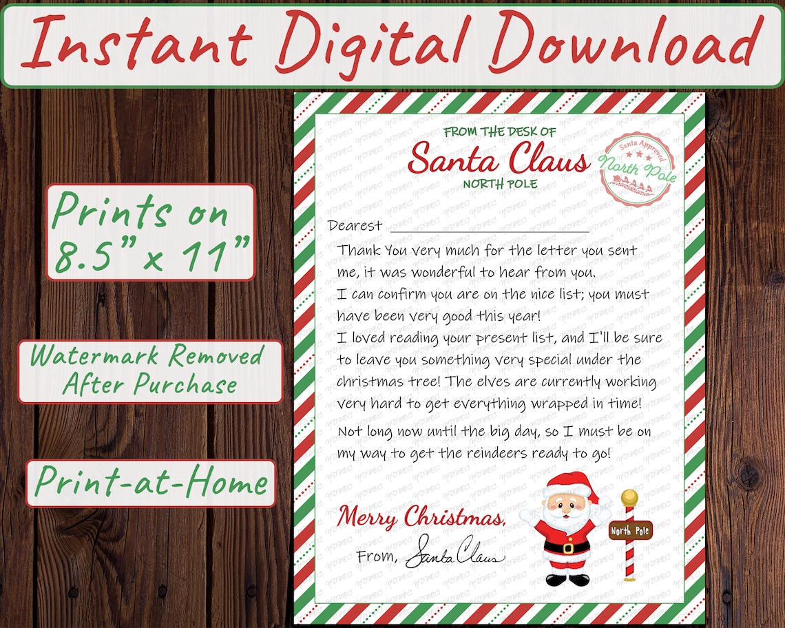 Official Letter From Santa Printable Template Santa Letter - Etsy