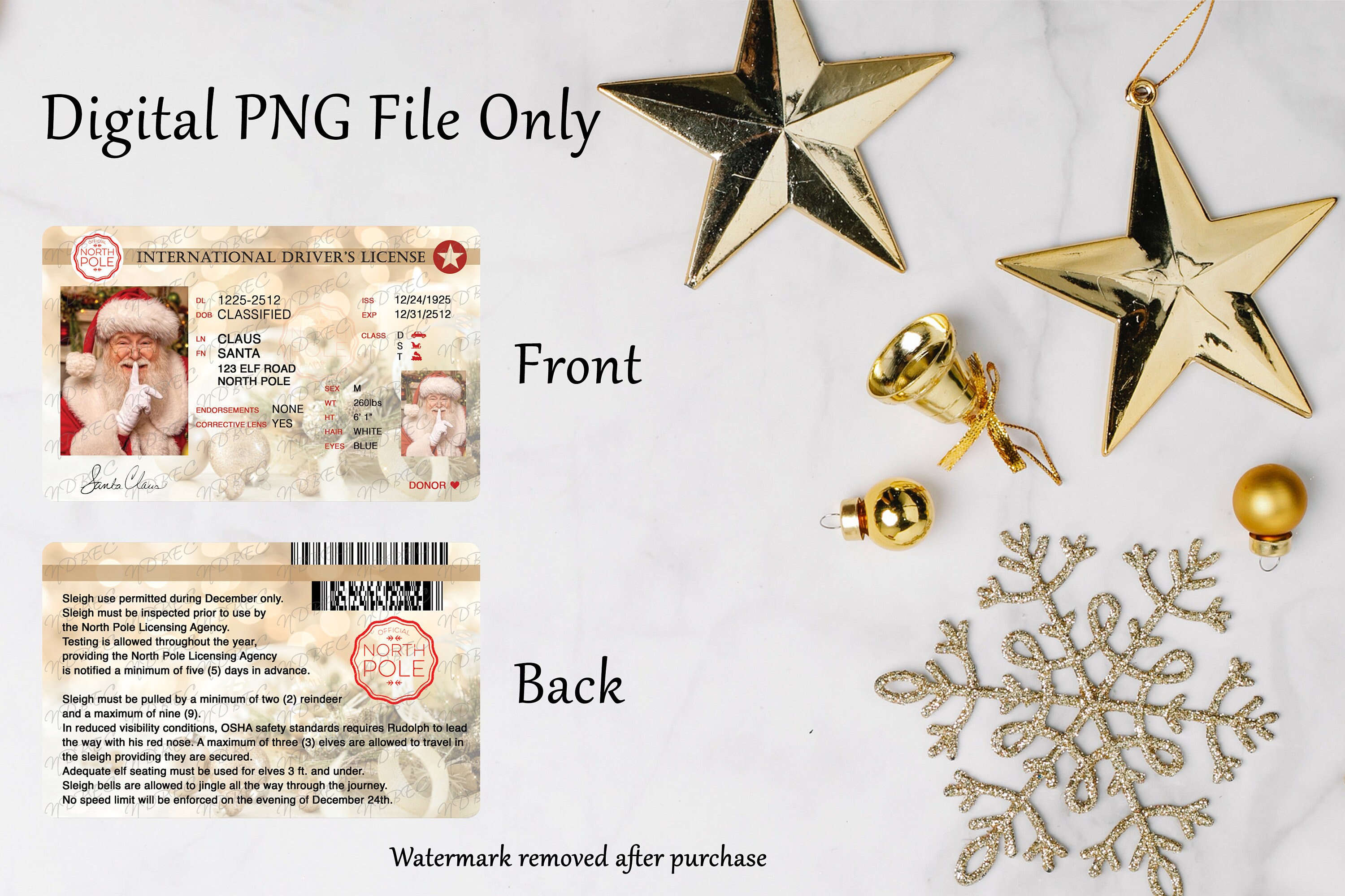 Santa Claus GOLD License PNG, Sublimation Designs, Instant Digital ...