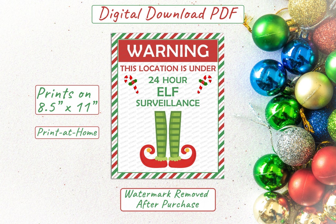 Santa Cam Elf Surveillance Warning Sign Digital Download - Etsy