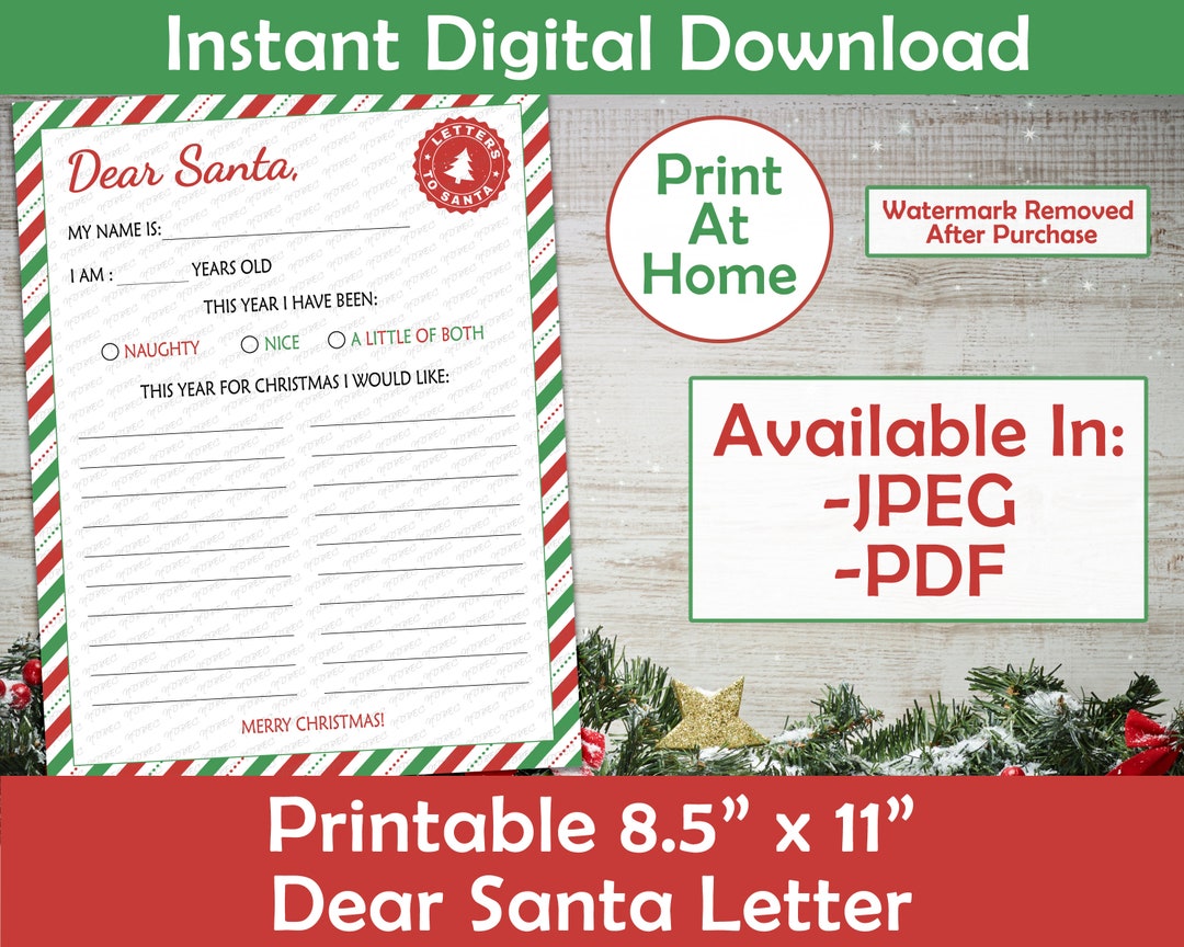 Official Letter to Santa | Kids Christmas Wish List | Dear Santa Wish ...