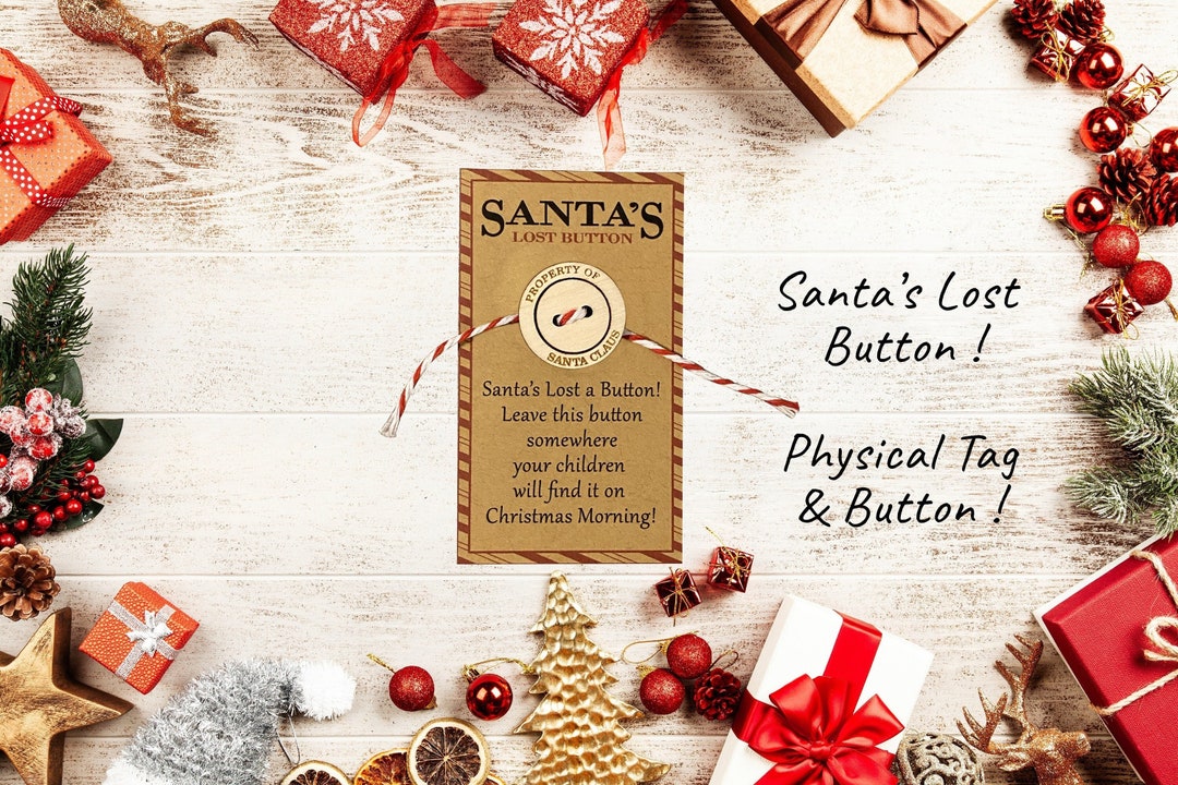 Santa's Lost Button With Tag | Father Christmas | Santa Claus Wooden ...