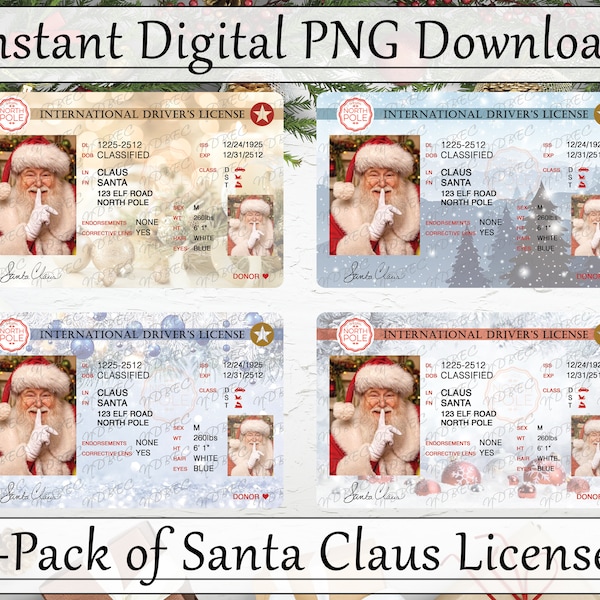 Santa Drivers License Png - Etsy