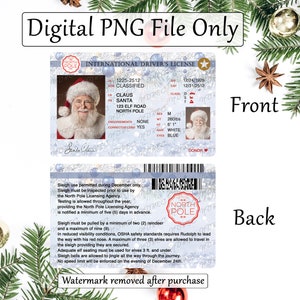 Santa Claus License PNG, BLUE ORNAMENT, Sublimation Designs, Instant ...