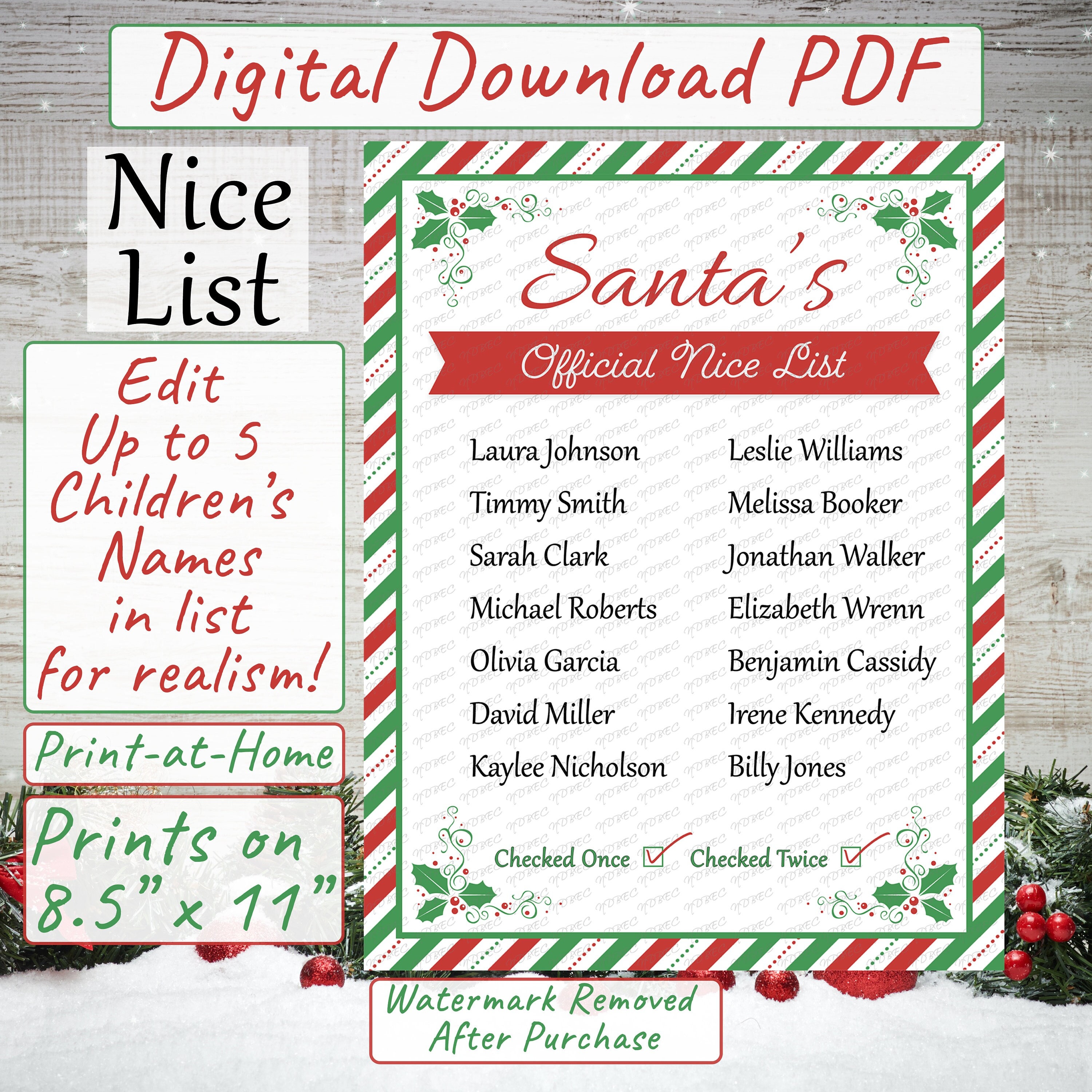 Editable Santa Nice List Printable Customizable Official | Etsy