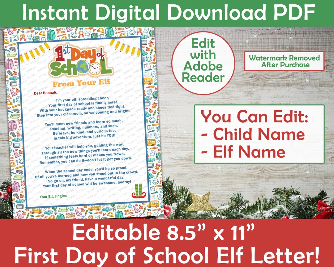 Elf First Day of School Letter | Back to School Elf Letter | Printable ...