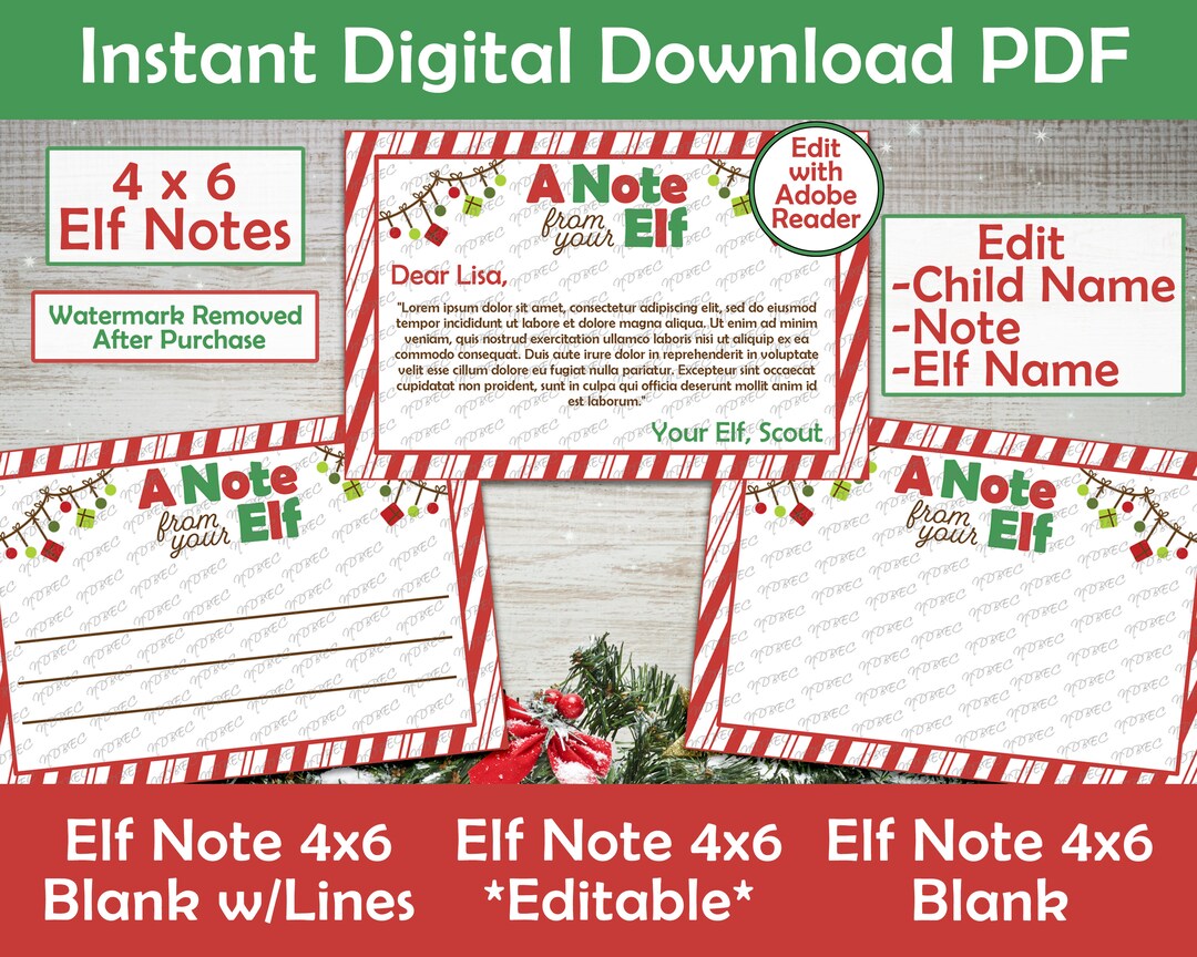 A Note From Your Elf | Printable & Editable | PDF DOWNLOAD | Print-at ...