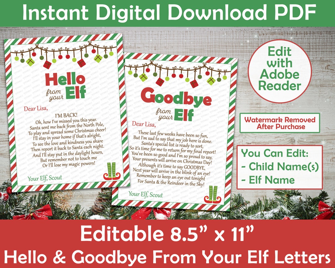 Elf Hello & Goodbye Letter | Elf Arrival Letter | Printable ...