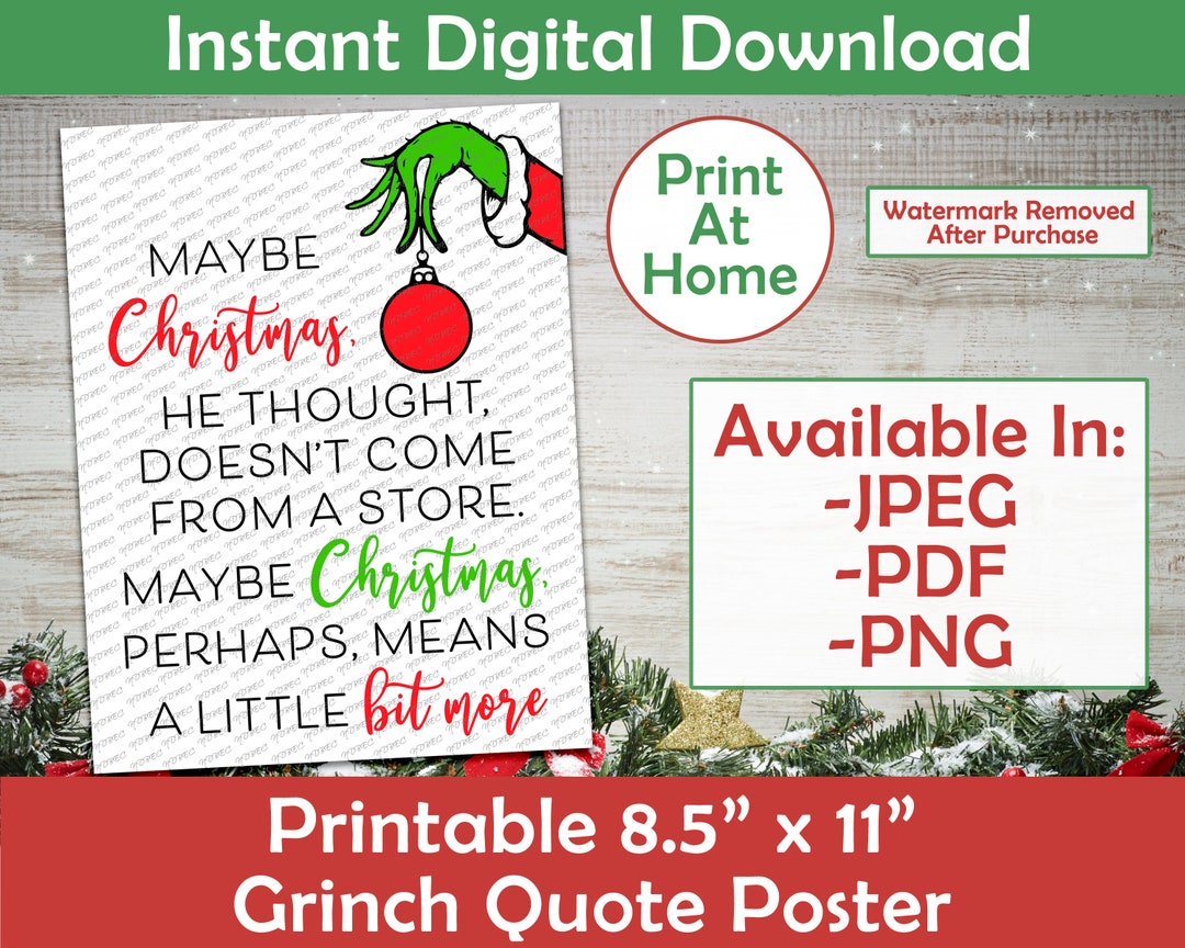 Grinch Quote Poster Digital Download Printable PDF PNG - Etsy