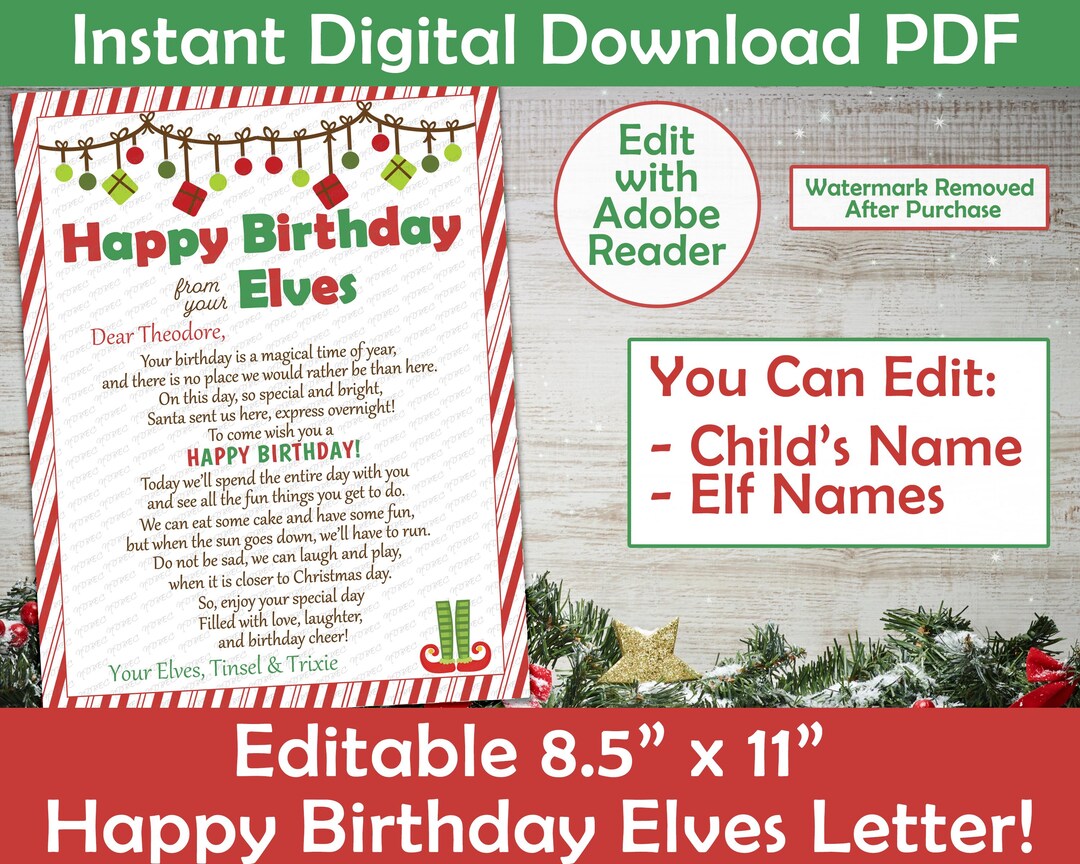 Elves Birthday Letter | Happy Birthday From Your Elves Letter ...