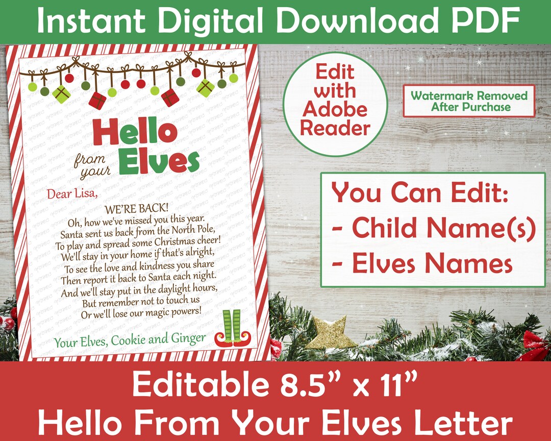 Elves Hello Letter | Elf Arrival Letter | Printable Personalized | PDF ...