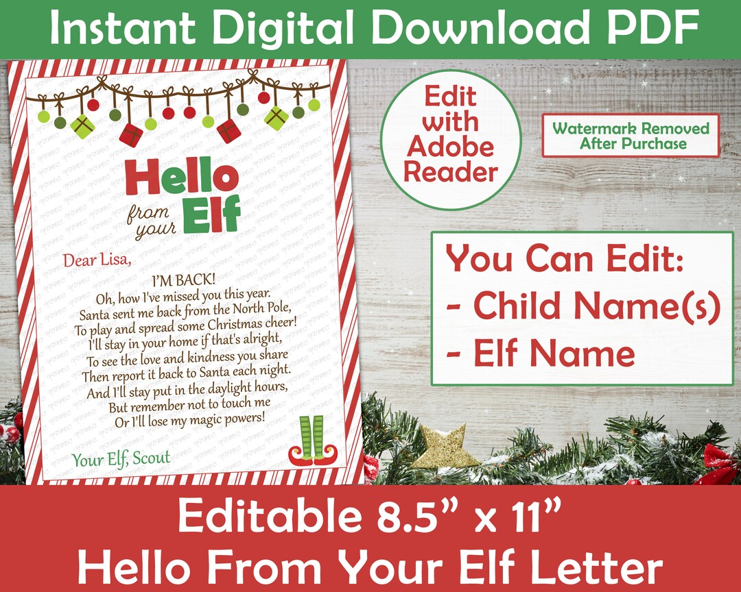 Elf Hello Letter | Elf Arrival Letter | Printable Personalized | PDF ...