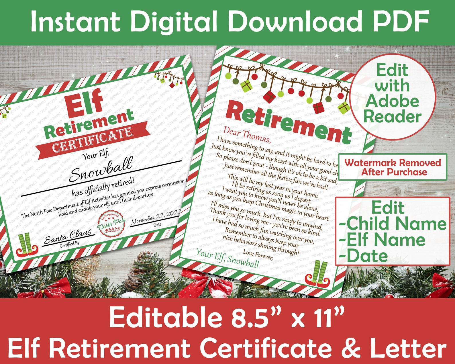 Editable Elf Retirement Letter | Digital Download + Printable | PDF ...