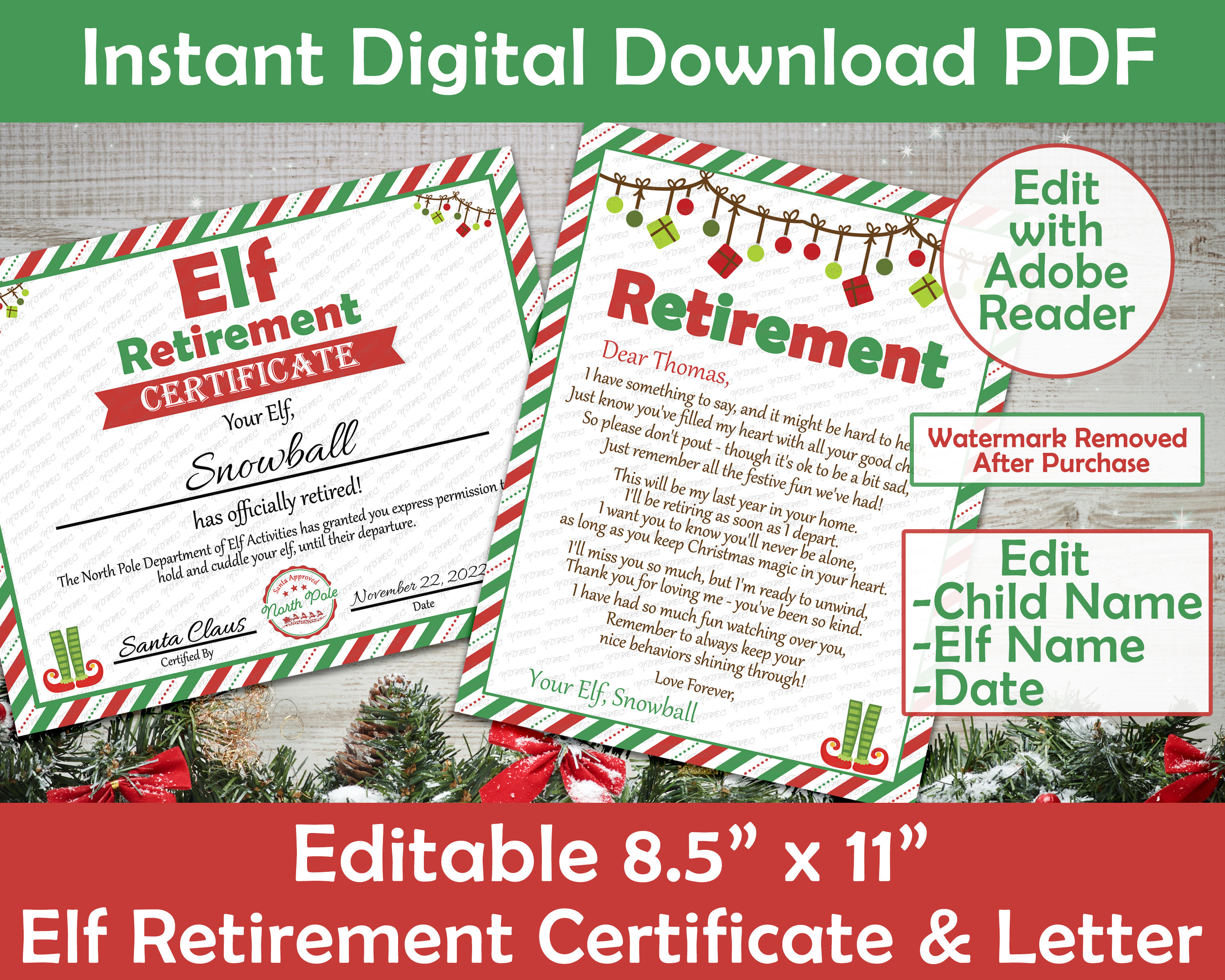 Editable Elf Retirement Letter | Digital Download + Printable | PDF ...