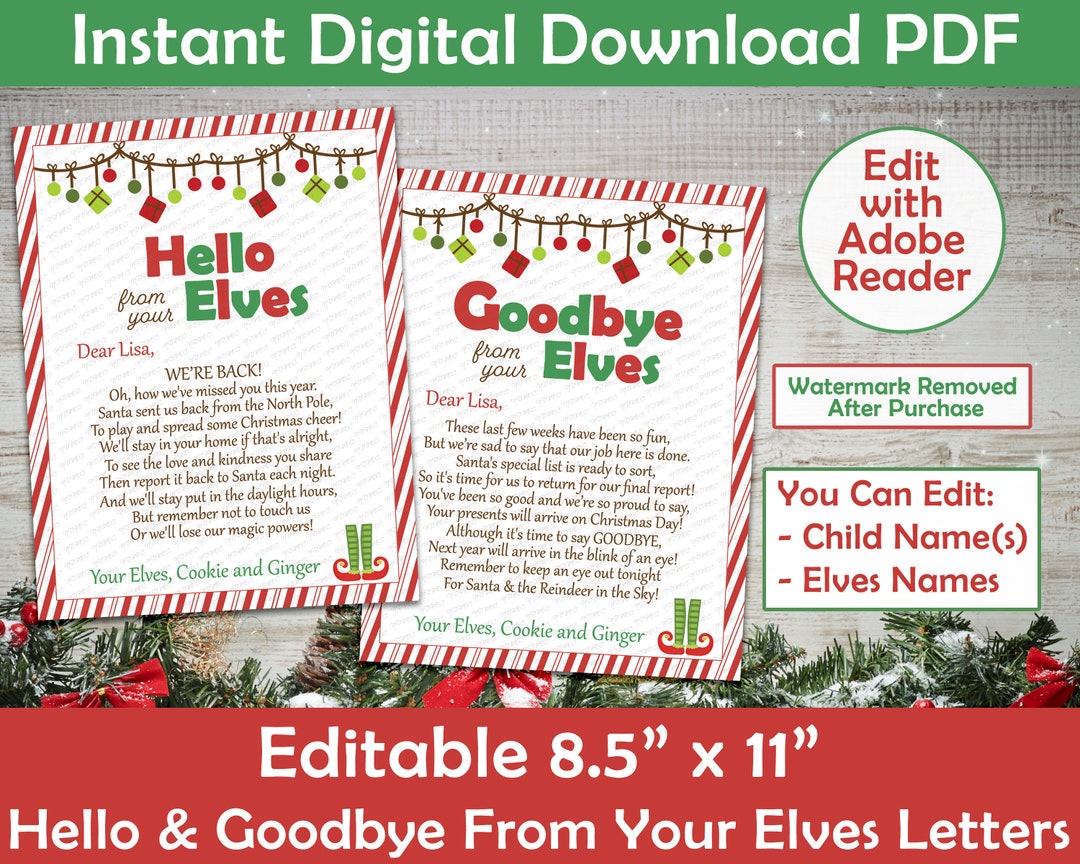 Elves Hello & Goodbye Letter, Elf Arrival Letter | Printable ...