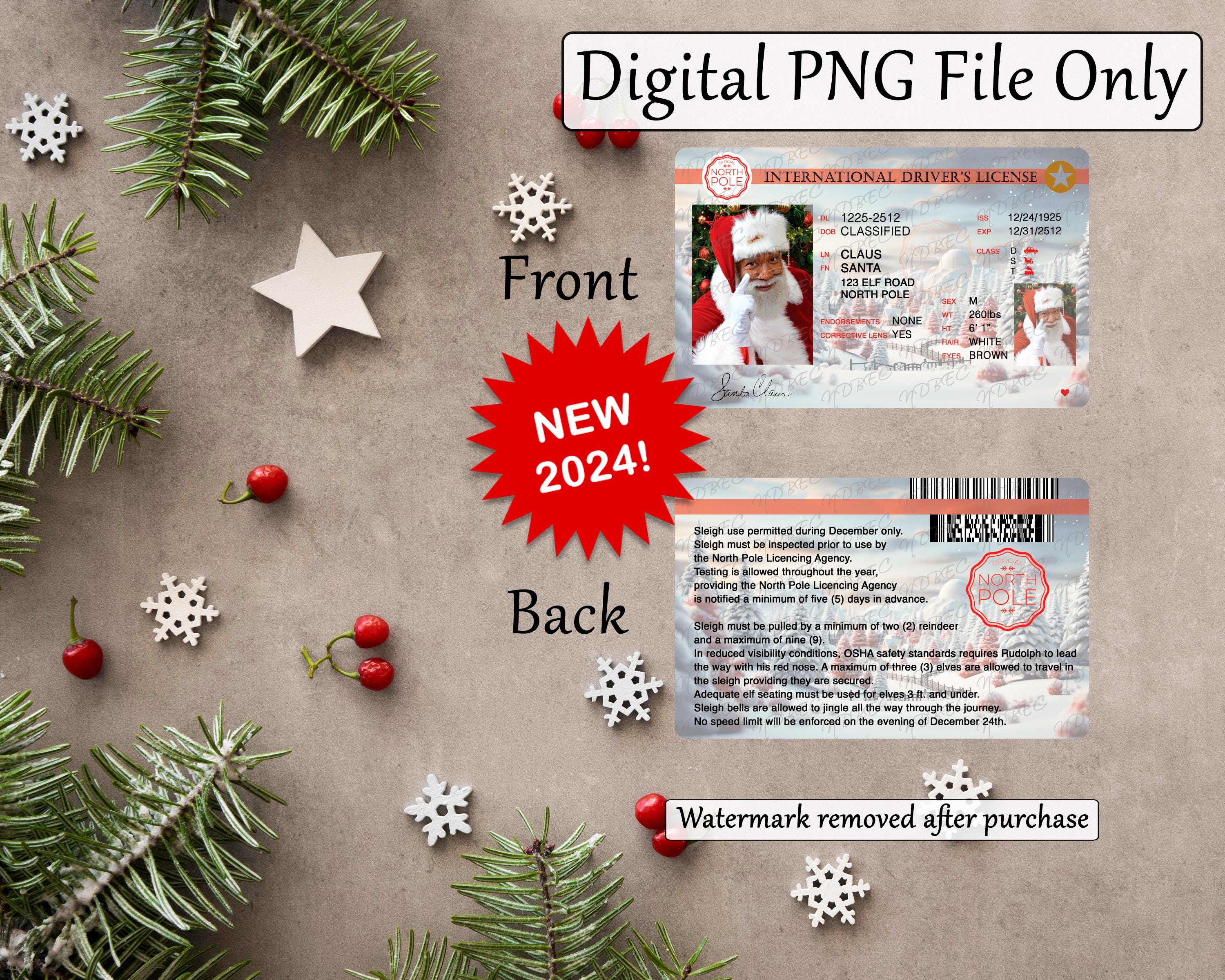 Santa Claus License PNG, RED VILLAGE, Sublimation Designs, Instant ...