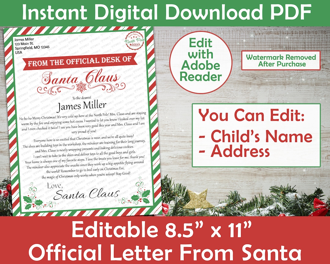 Editable Official Letter From Santa | Personalized Letter From Santa ...