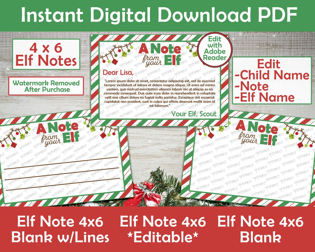 A Note From Your Elf | Printable & Editable | PDF DOWNLOAD | Print-at ...