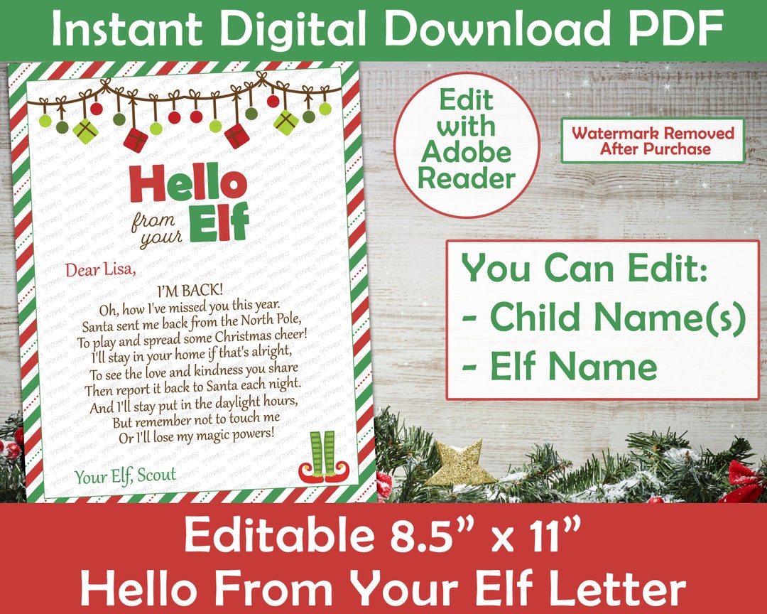 Elf Hello Letter | Elf Arrival Letter | Printable Personalized | PDF ...