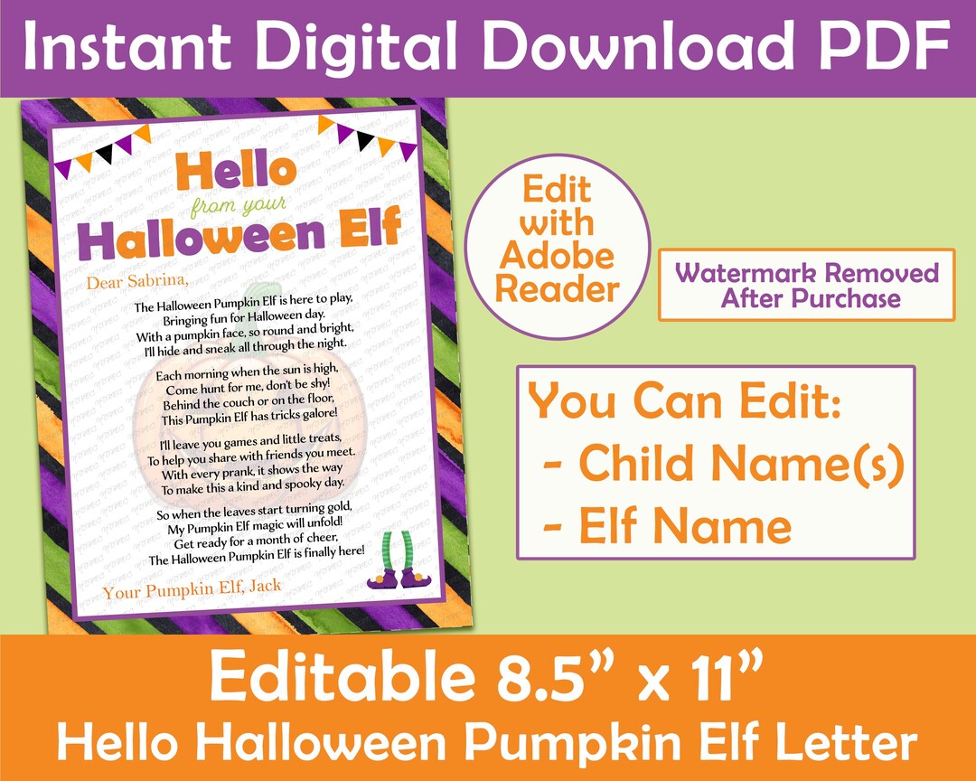 Halloween Pumpkin Elf Hello Letter | Pumpkin Elf Letter | Halloween ...