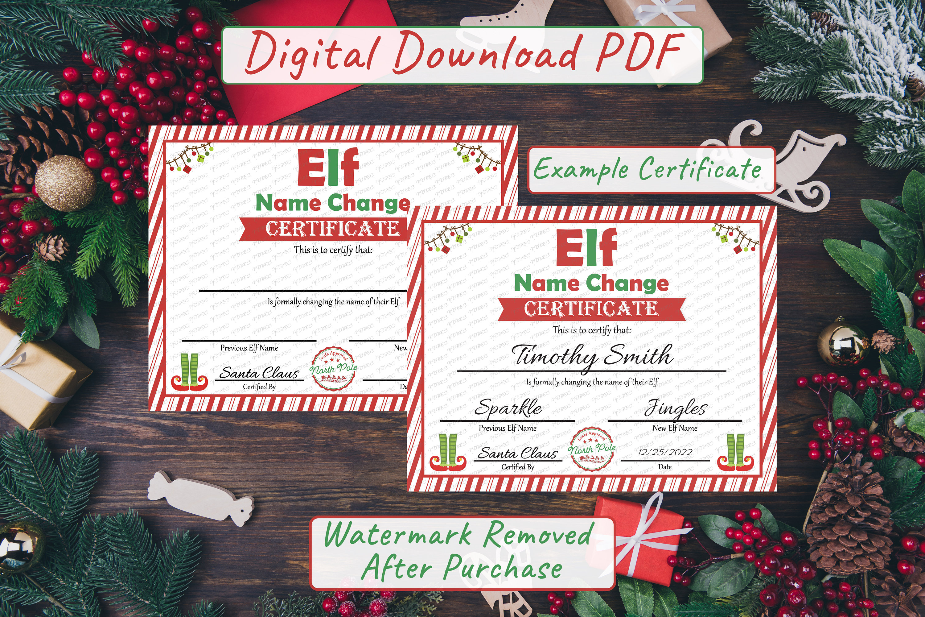 Editable Elf Name Change Certificate Printable Customizable - Etsy