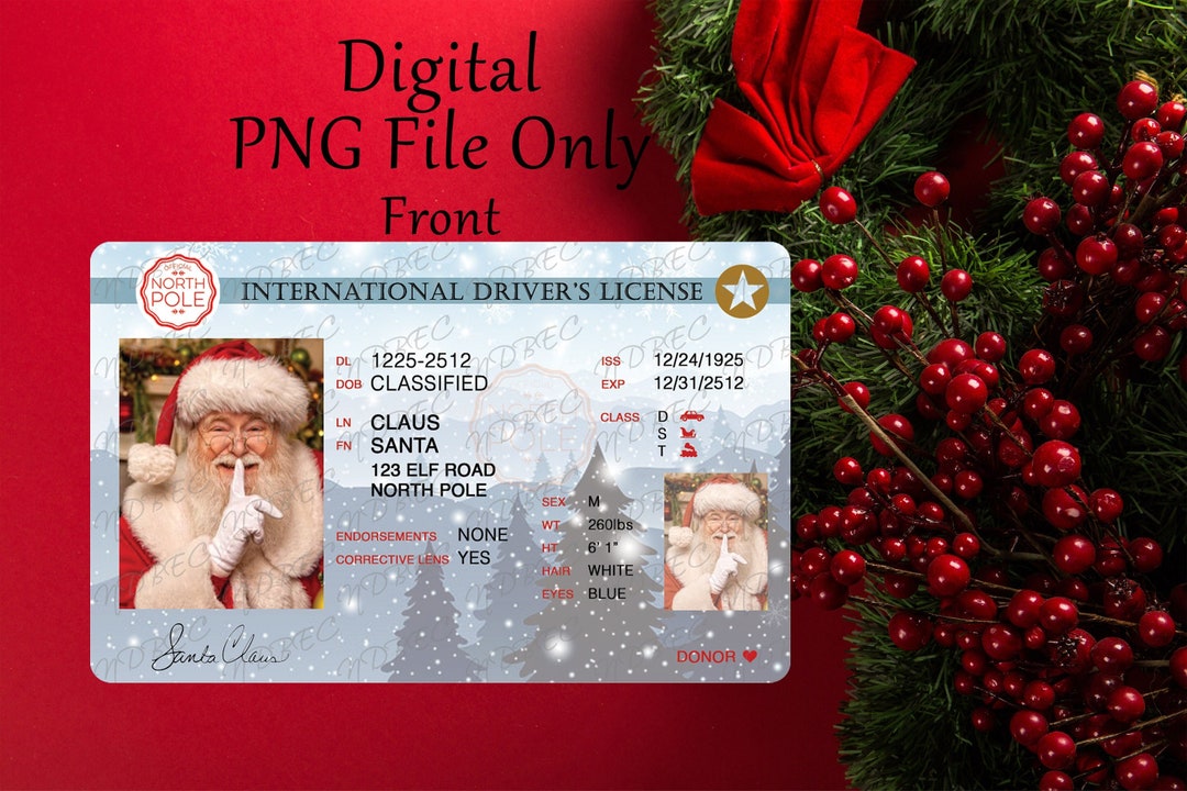 Santa Claus License PNG, BLUE TREES, Sublimation Designs, Instant ...