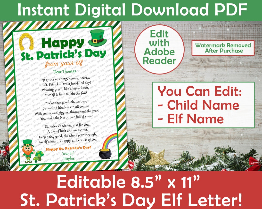 Elf St. Patrick's Day Letter | Happy St. Patrick's Day From Your Elf ...