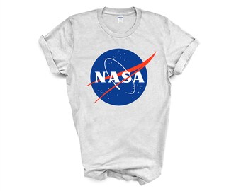 Nasa Meatball Logo USA Flag Sleeve White Tshirt Nasa Space | Etsy