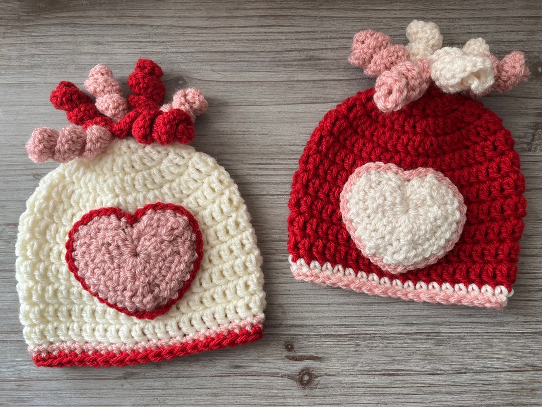 Valentine's Day Hat Pink Heart Baby Hat Baby Girl Hat Valentine Newborn ...
