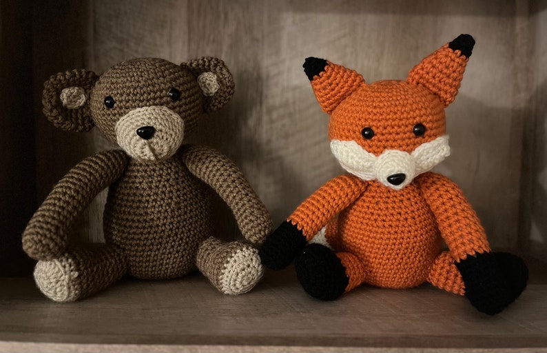 Woodland Collection: Soft Plush Handmade Stuffed Crochet Bear Fox ...