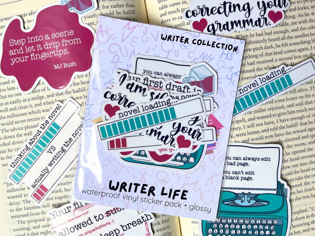 Writer Life 6 Sticker Pack | Writer Quote Stickers | Gifts for Writers ...