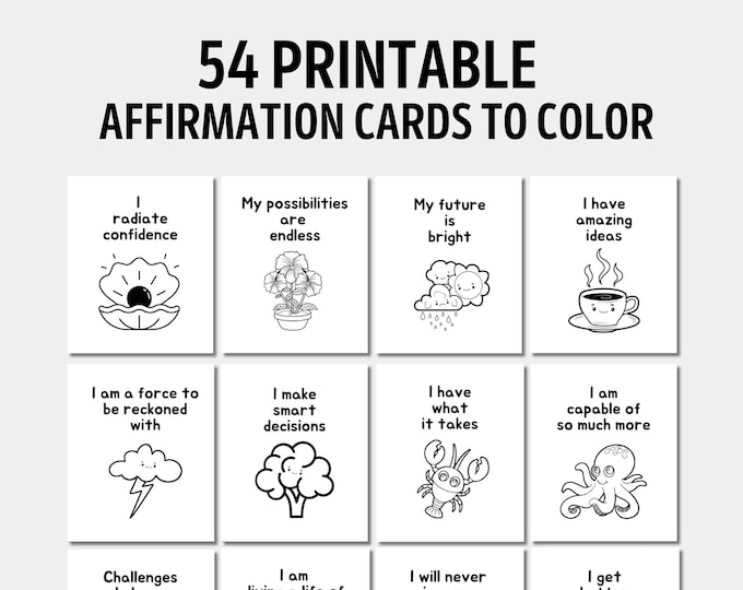 32 Printable Positive Affirmation Cards to Color for Kids, Motivational ...