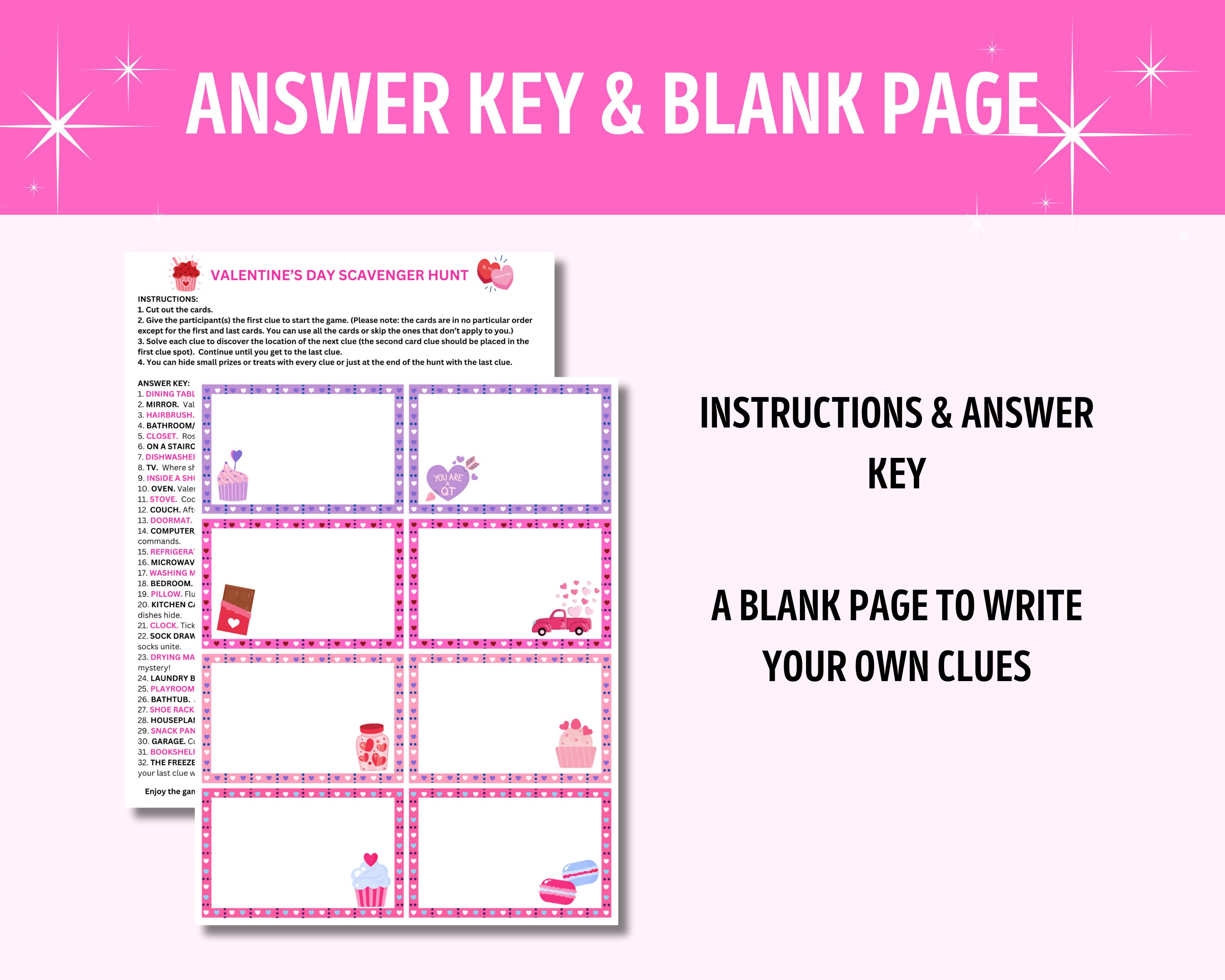 Valentine's Scavenger Hunt Riddles: 32 Clue Cards (PDF Download) - Etsy