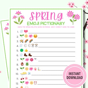 Spring Emoji Pictionary Game | Printable Spring Game Digital Download ...