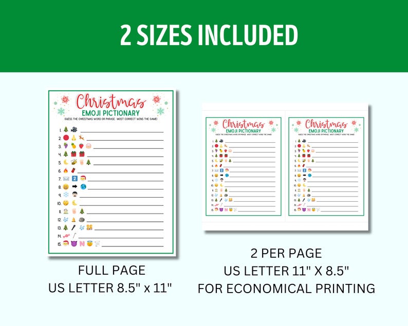 Christmas Emoji Pictionary Game: Printable Party Activity (digital ...