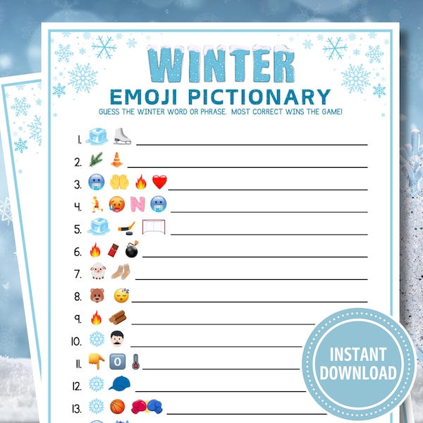 Winter Emoji Pictionary - Etsy