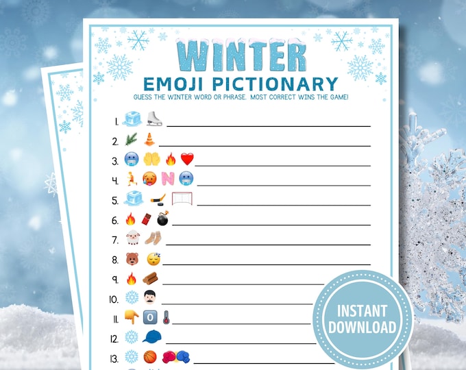 Winter Emoji Pictionary Game, Wintertime Activities, Printable Winter ...
