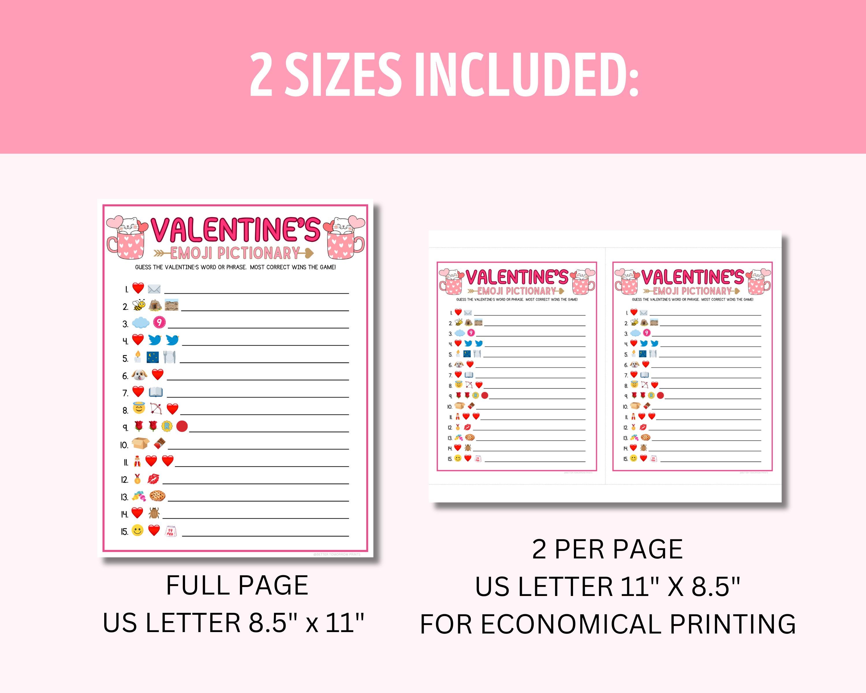 Valentine's Emoji Pictionary Game: Printable Party Activity (PDF) - Etsy