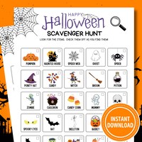 Kids Halloween Scavenger Hunt Game Printable Halloween Game Digital ...