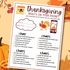 Thanksgiving What's on Your Phone Game | Printable Thanksgiving Game ...