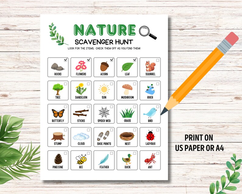 Kids Nature Scavenger Hunt Game: Family Outdoor Fun (printable Digital ...