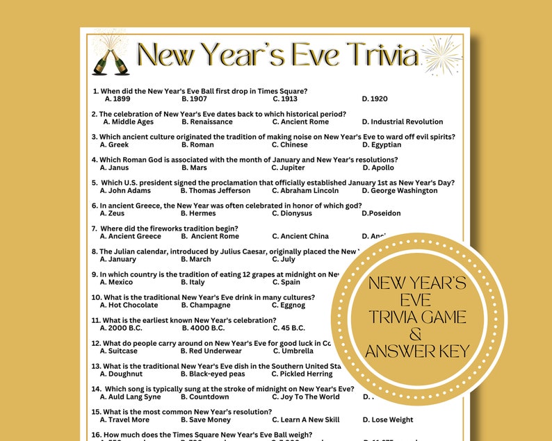 New Year's Eve Trivia Game | New Year's Trivia Game丨new Years Eve Trivia Game丨new Years Eve ...