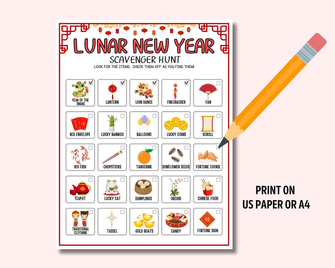 Kids Lunar New Year Scavenger Hunt Game (digital Download) - Etsy