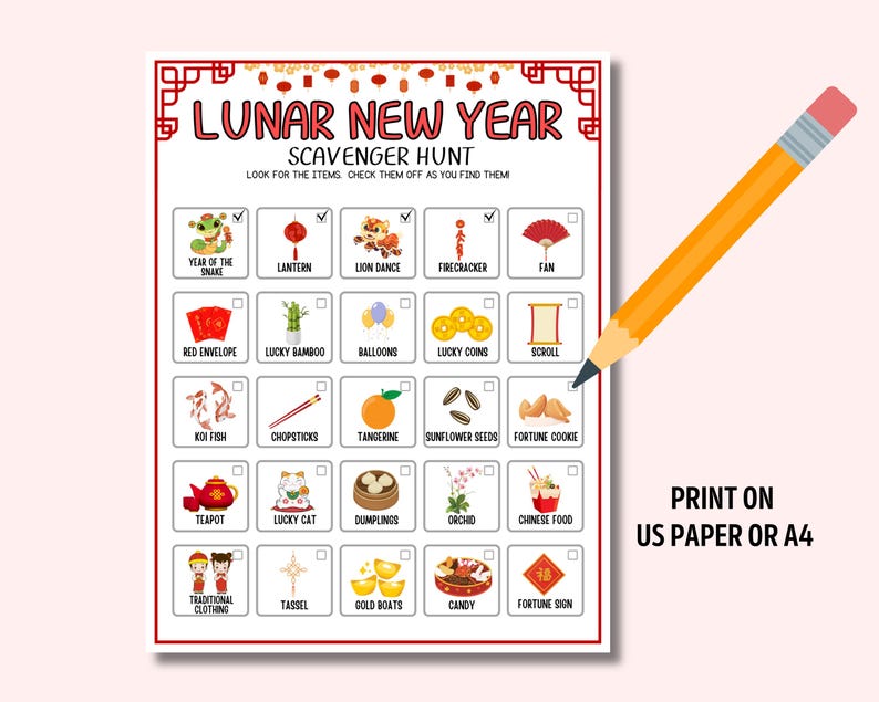 Kids Lunar New Year Scavenger Hunt Game (digital Download) - Etsy